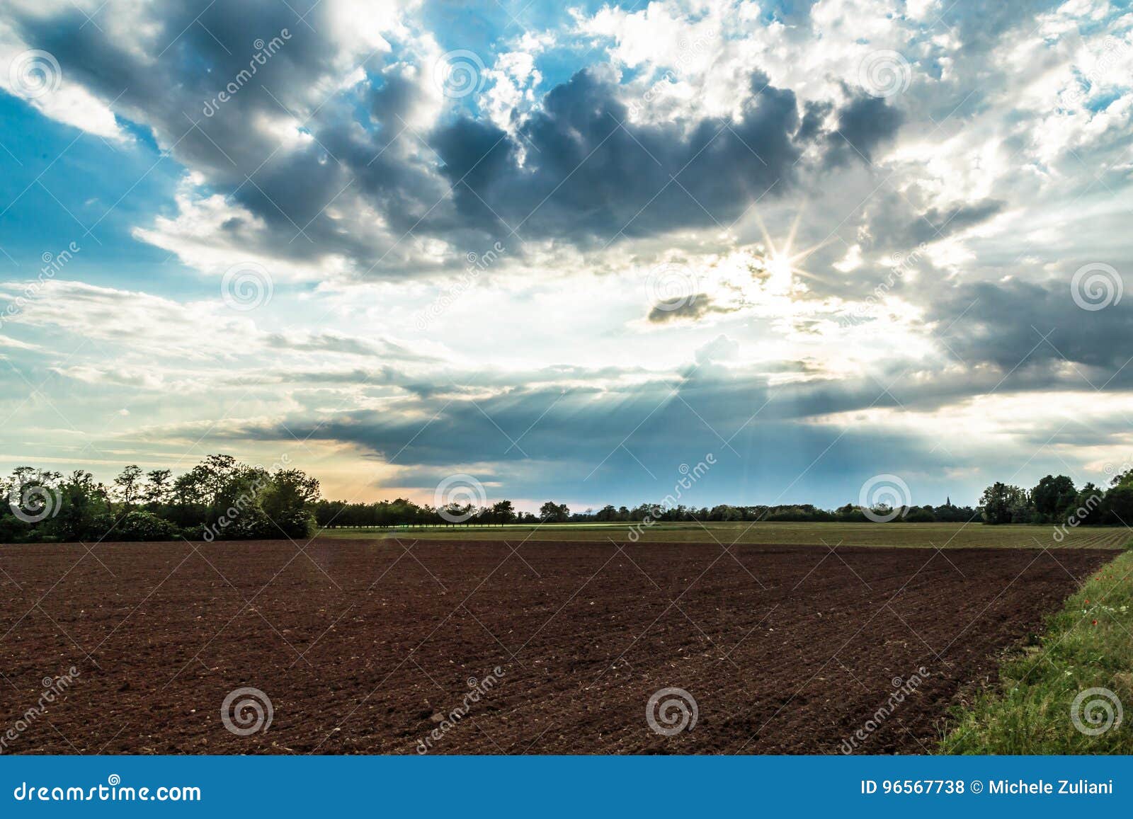 Spring Storm Over the Fields Stock Photo - Image of pine, dark: 96567738
