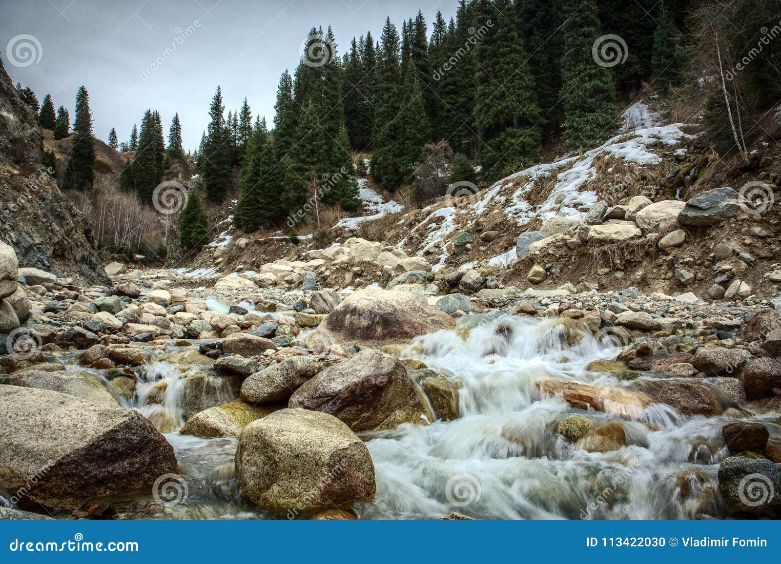 Spring in the mountains. stock photo. Image of light - 113422030