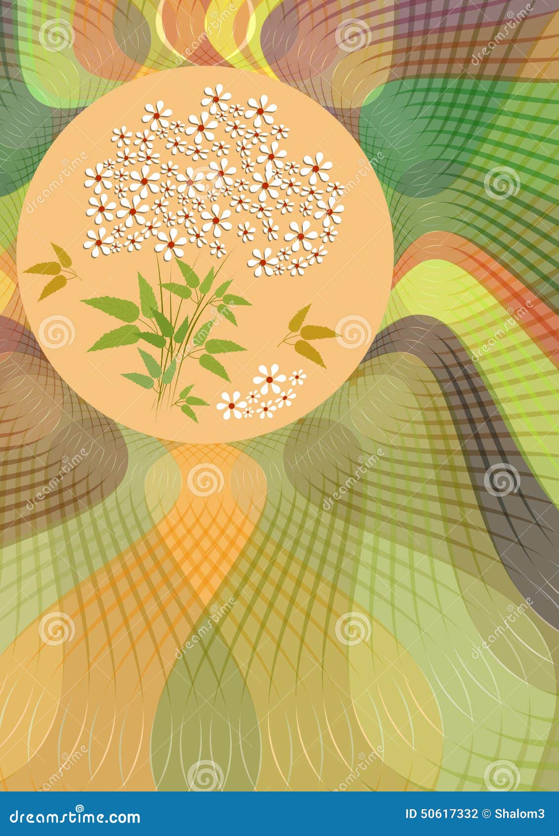 Spring or Summer Background with Abstract Pattern and Bouquet. for Use ...