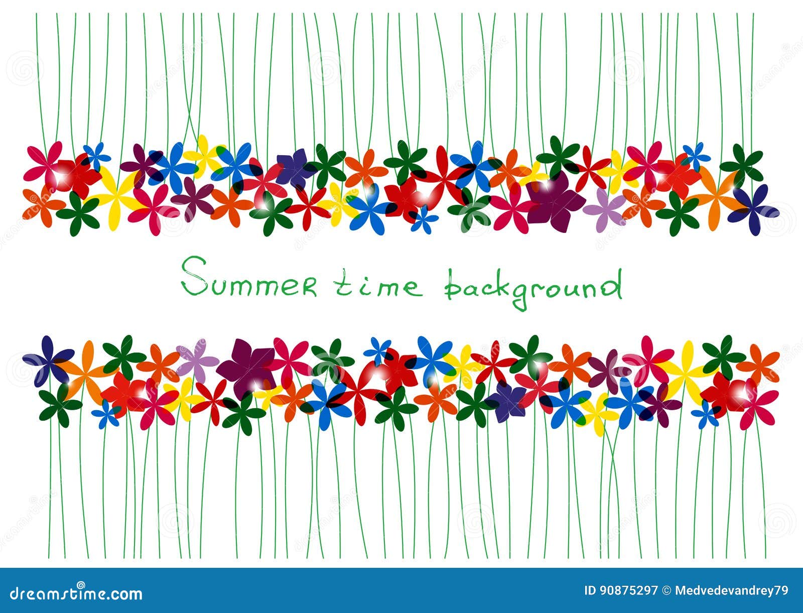 Spring, Summer Background. Rainbow Floral Border for Design. Stock ...