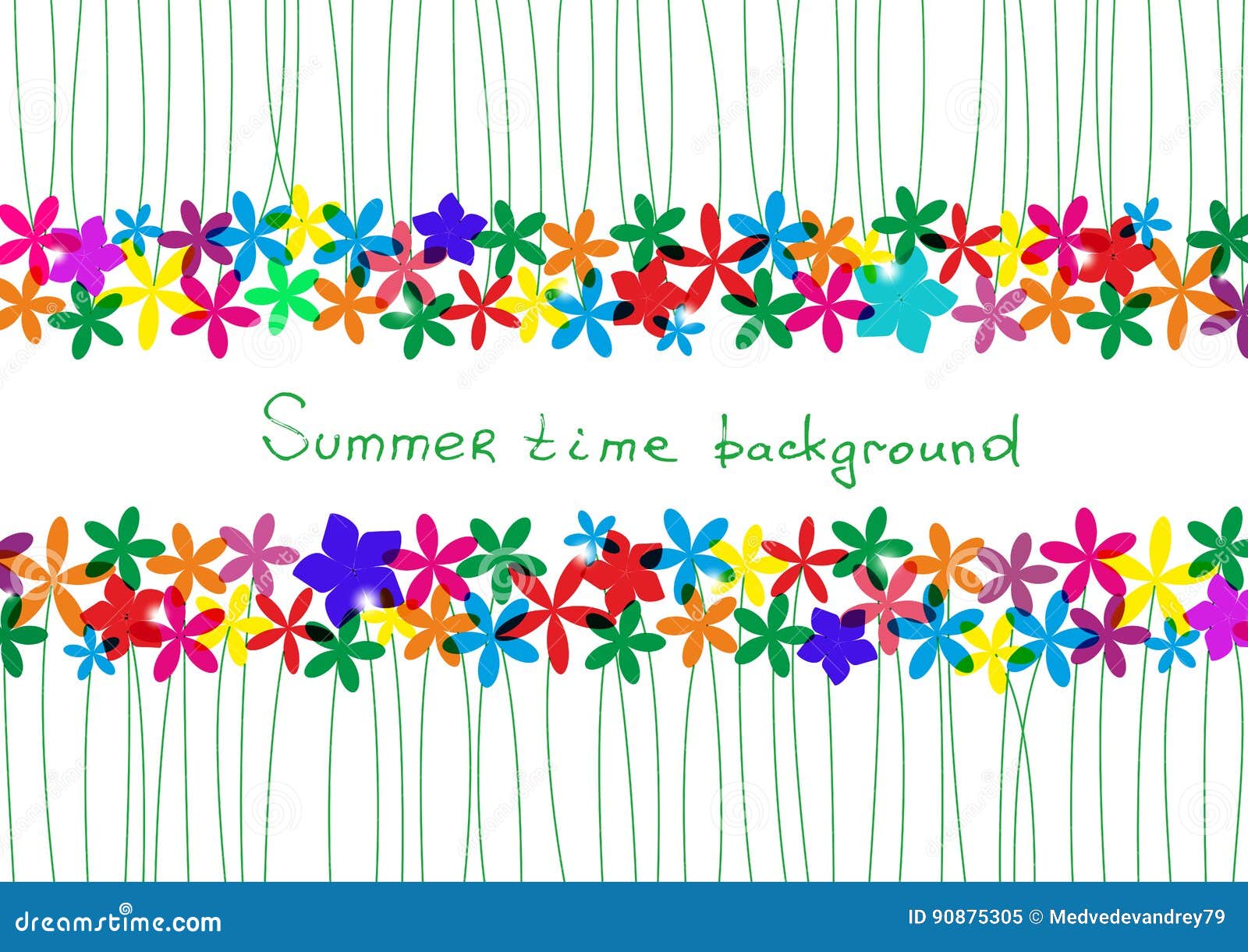 Spring, Summer Background. Rainbow Floral Border for Design. Stock ...