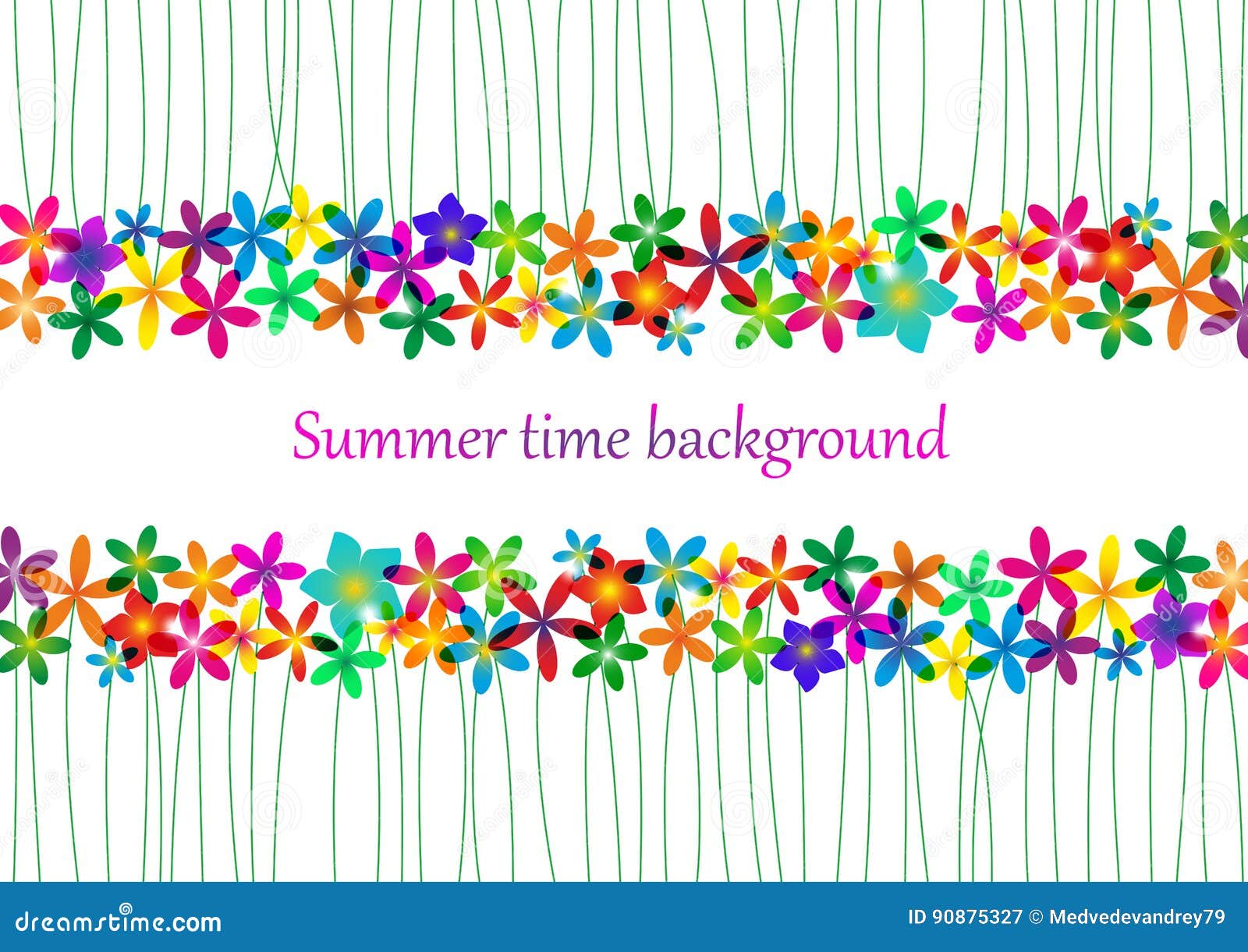 Spring, Summer Background. Rainbow Floral Border for Design. Stock ...