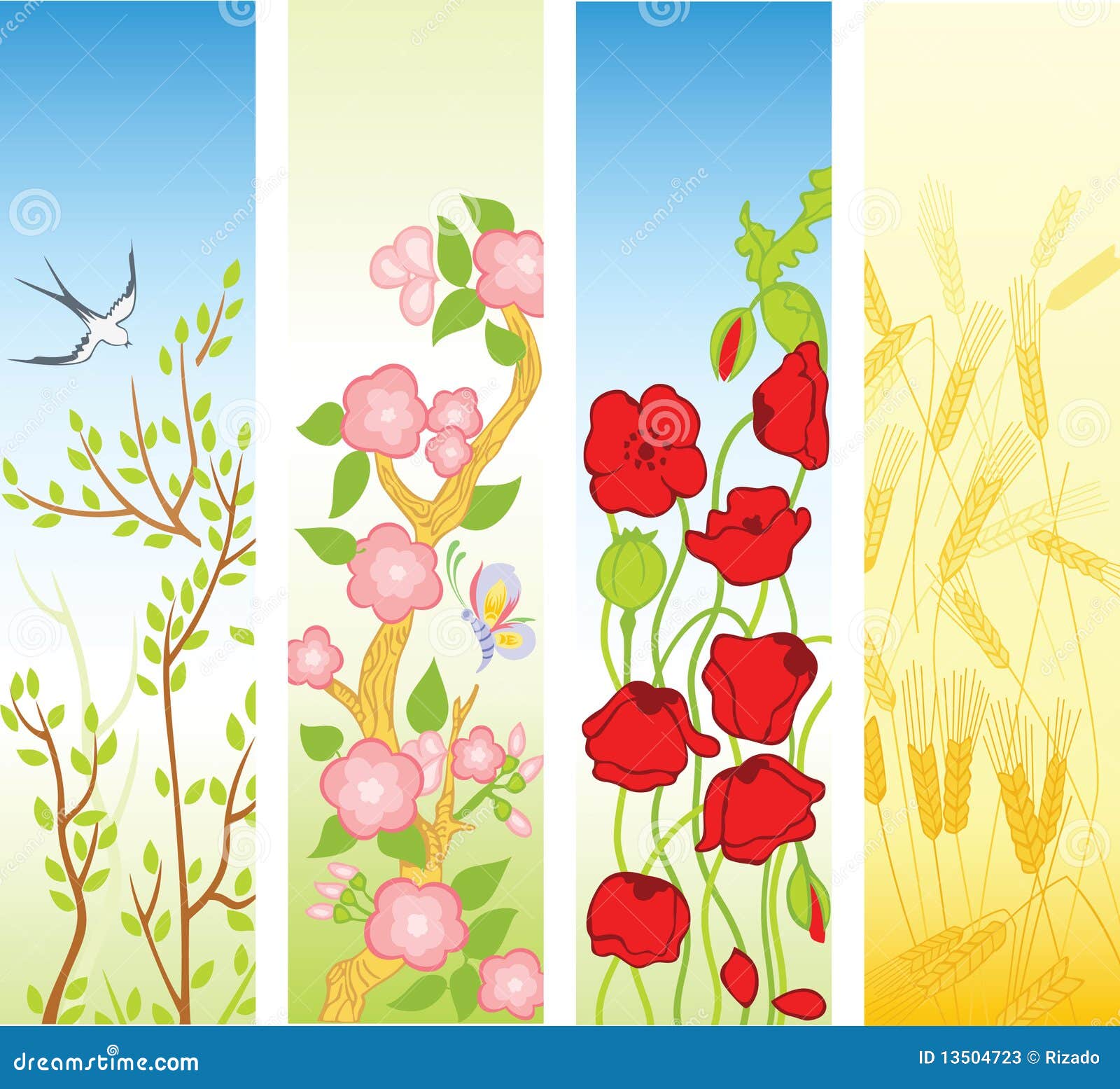 Spring and summer banners stock vector. Illustration of landscape ...