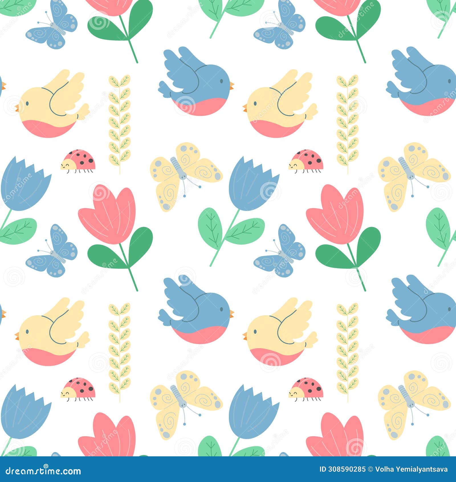 Spring or Summer Floral Background. Flat Vector Illustration Stock ...