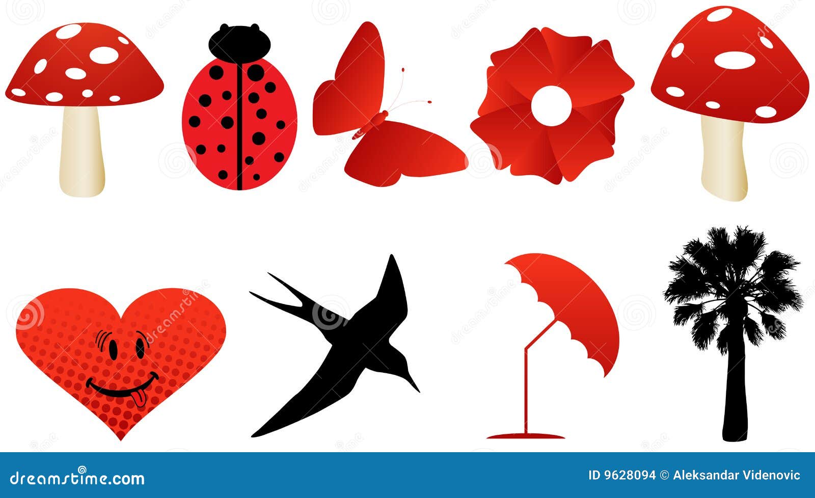 Spring/summer icons stock vector. Illustration of flower - 9628094