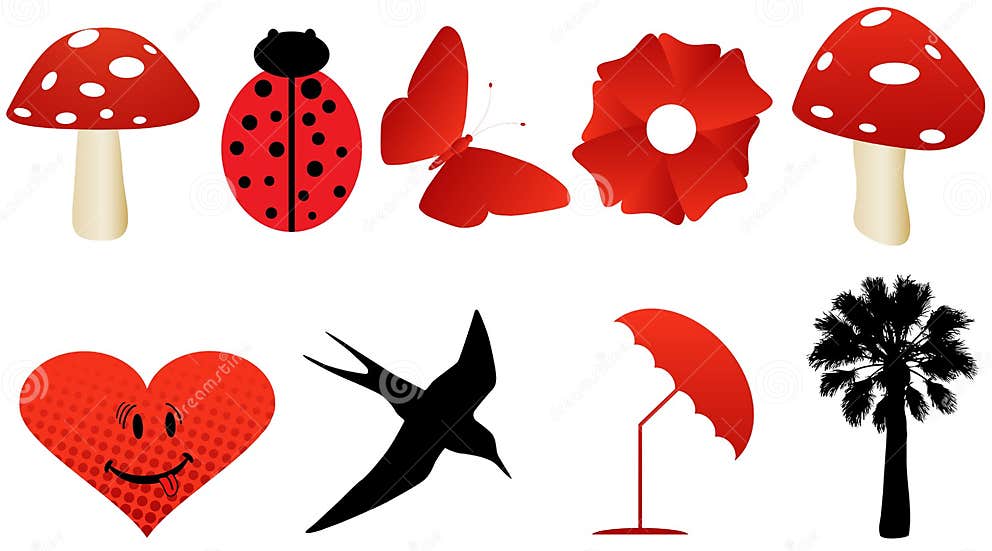 Spring/summer icons stock vector. Illustration of flower - 9628094