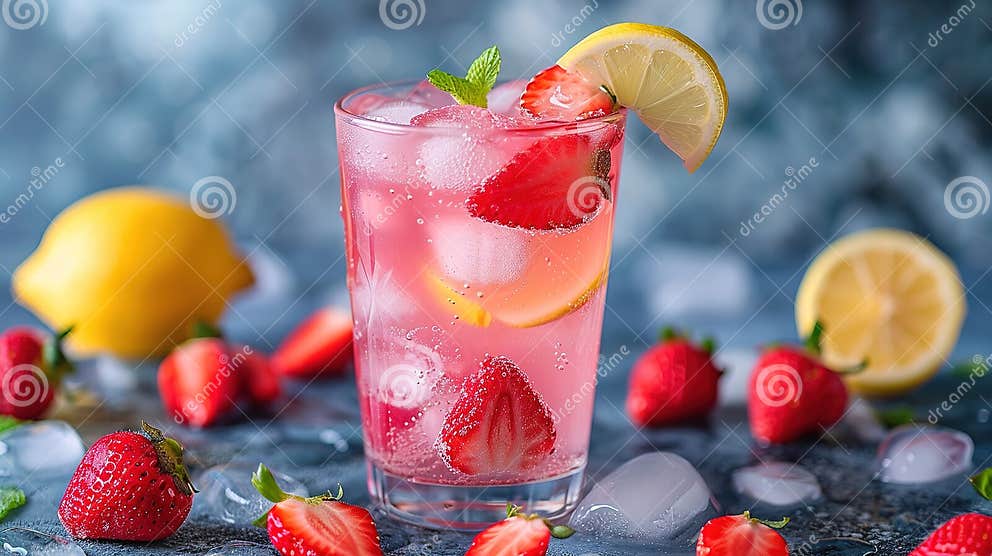 Spring or Summer Refreshing Cold Cocktail or Mocktail with Berries and ...