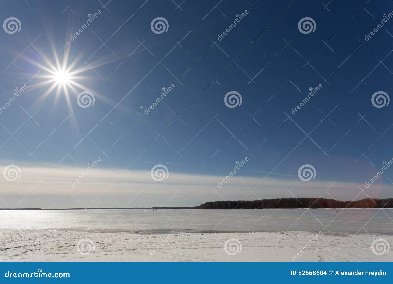 The Spring Sun in the Afternoon Over the Lake Covered with Ice Stock ...