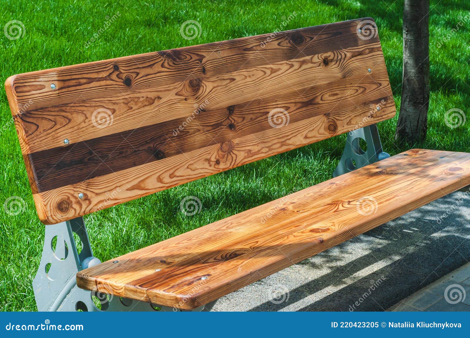 Spring Sunny Day. Wooden Bench in the Park Stock Image - Image of rest ...
