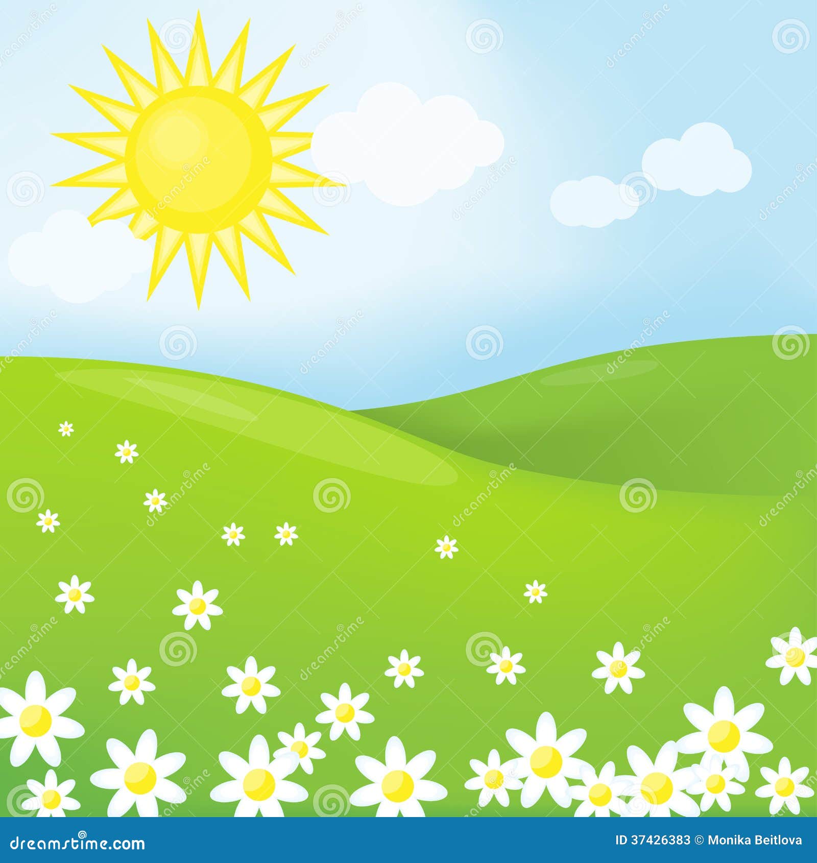 Spring sunny landscape stock vector. Illustration of spring - 37426383