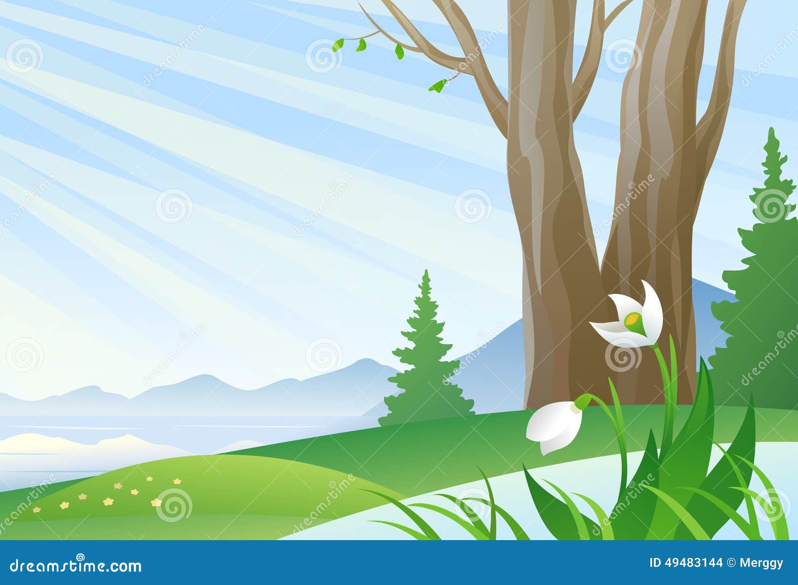 Spring sunrise stock vector. Illustration of backdrop - 49483144