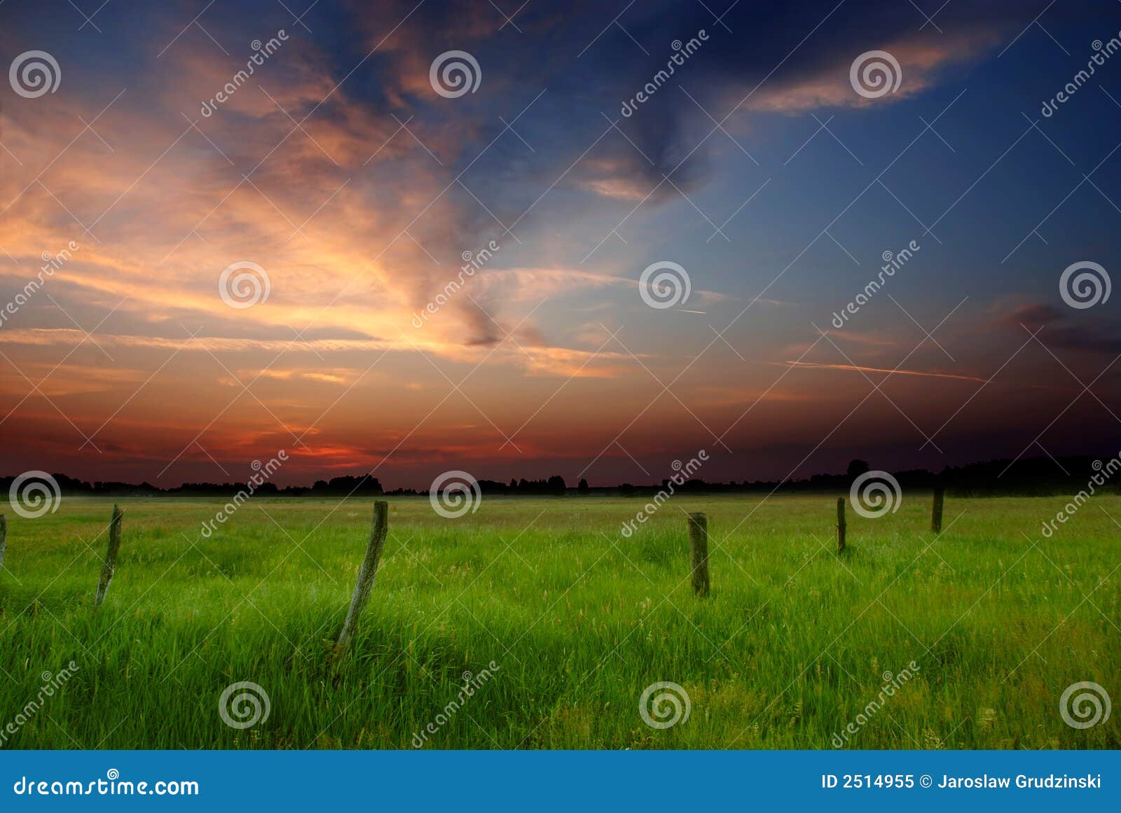 Spring sunset stock image. Image of countryside, pasture - 2514955