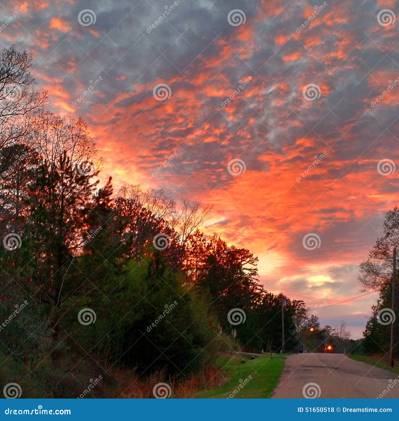 Spring Sunset stock photo. Image of sunset, road, mississppi - 51650518