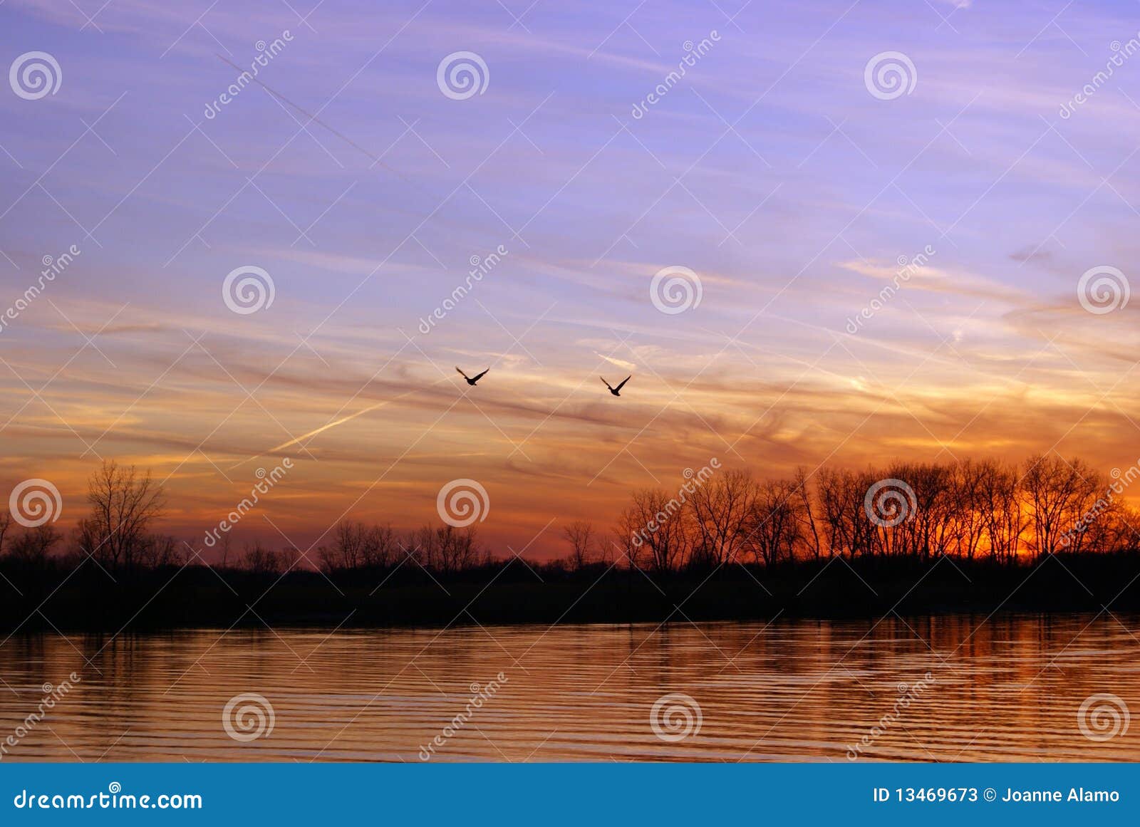 Spring Sunset in flight. stock image. Image of trees - 13469673