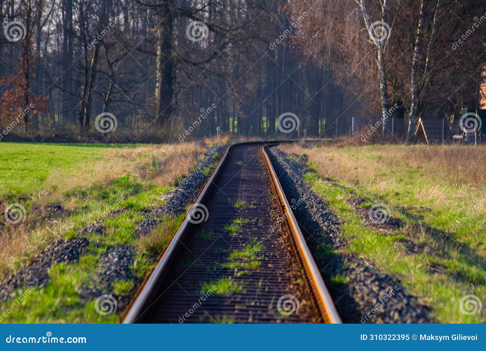 Spring Sunset on Railway Tracks Stock Image - Image of transport, train ...