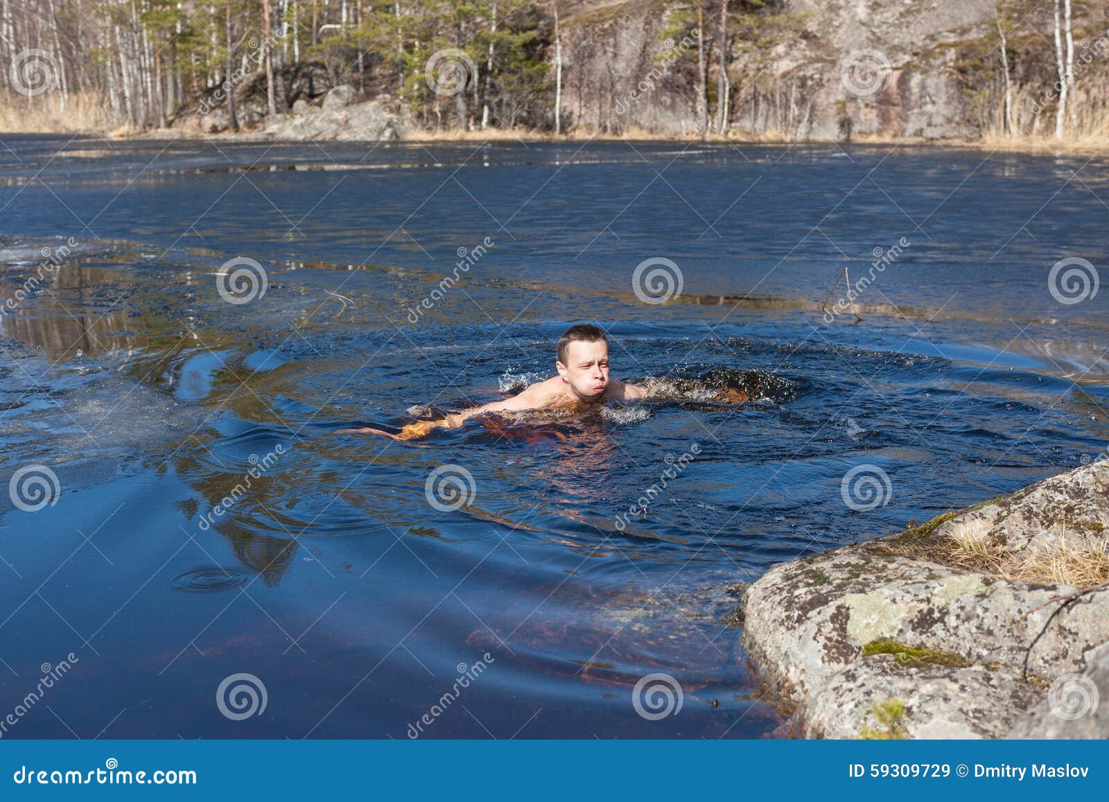 Spring swim stock image. Image of activity, rock, nature - 59309729