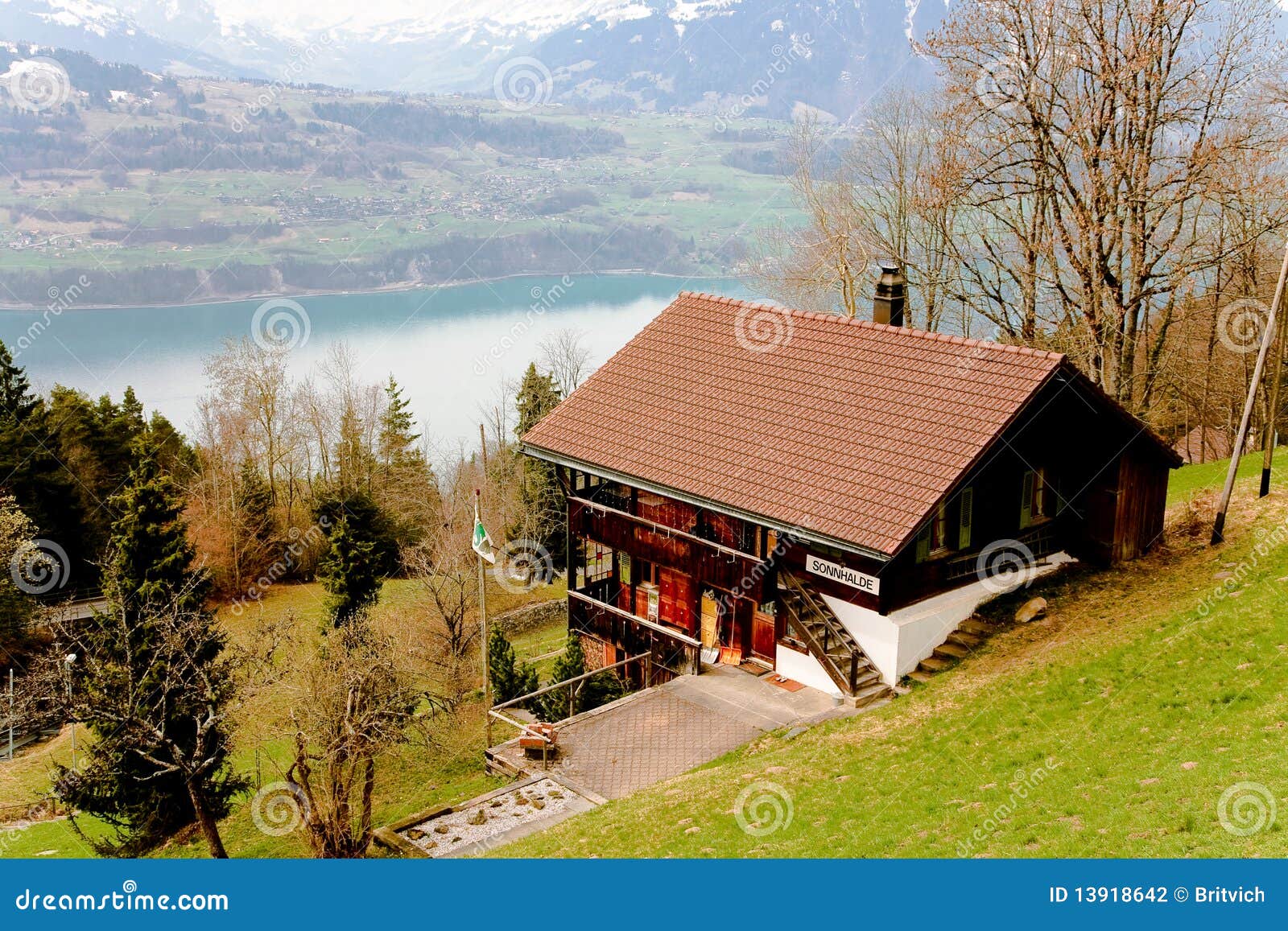 Spring in Swiss Alps stock photo. Image of cottage, grass - 13918642
