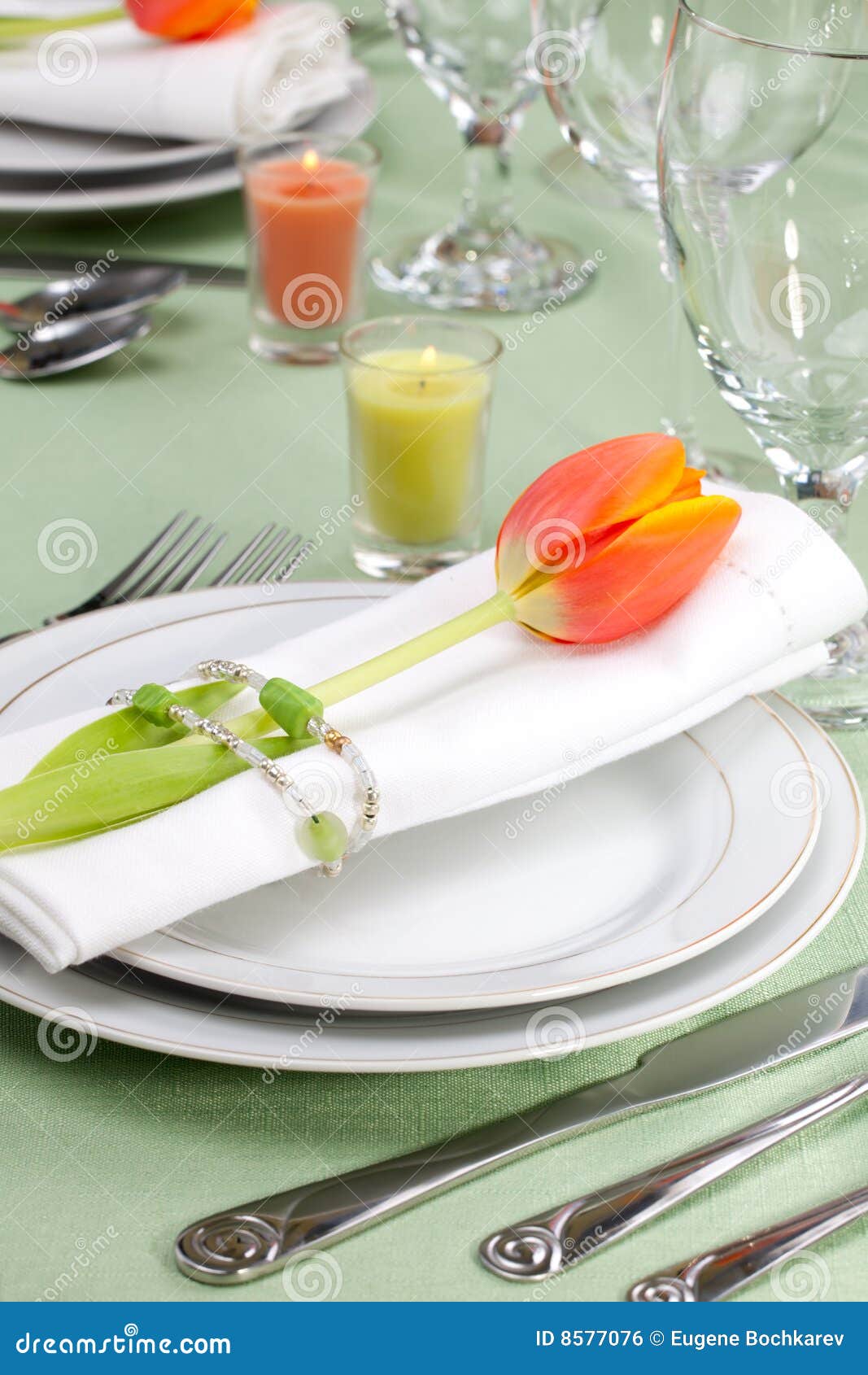 Spring table settings stock photo. Image of celebration - 8577076