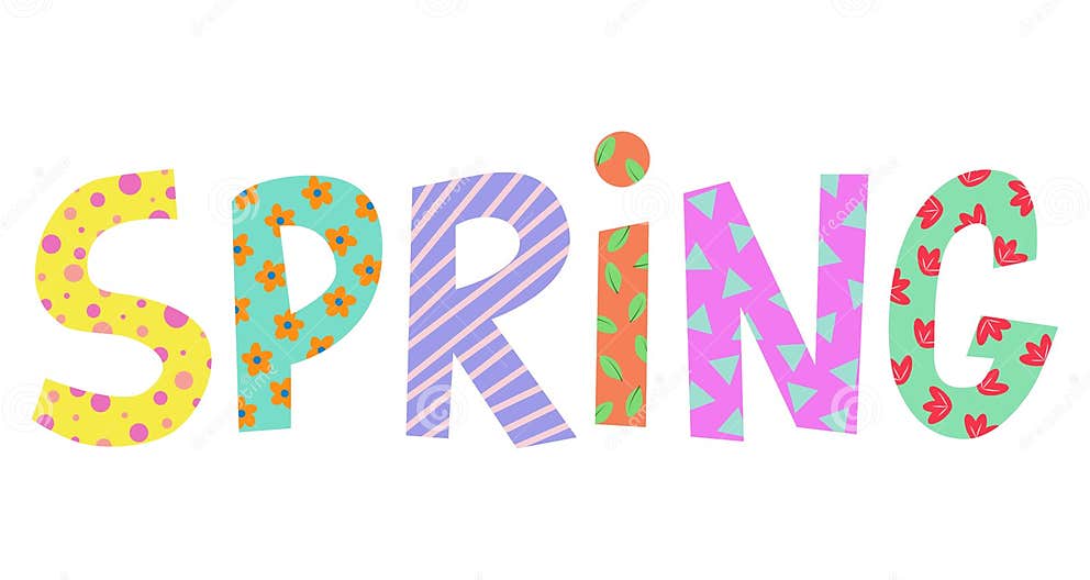 Spring Text Background. Hand Drawn Vector Abstract Letters Stock Vector ...