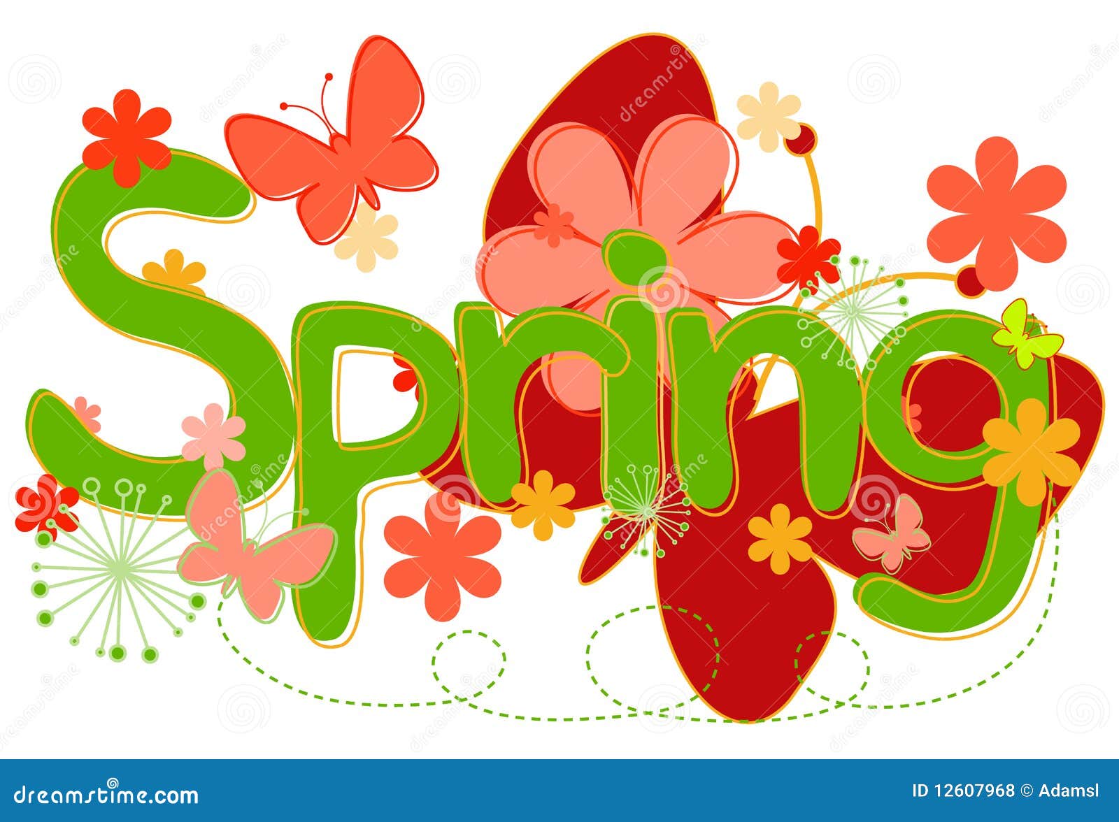 Spring Text in Bright Colors Stock Vector - Illustration of flower ...