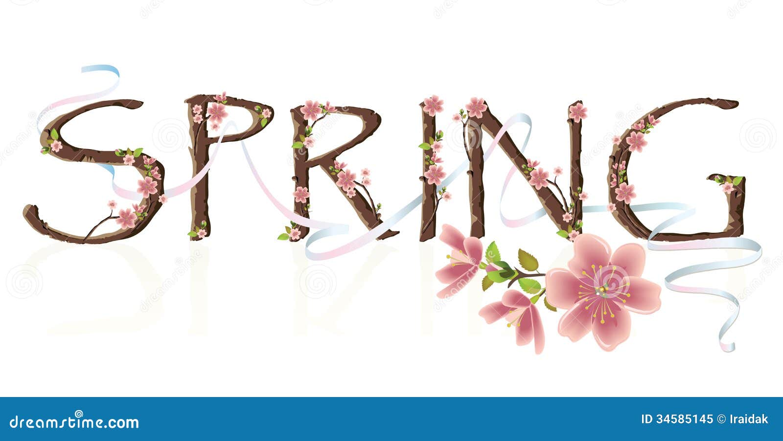 Spring Text stock vector. Illustration of beautiful, leaf - 34585145