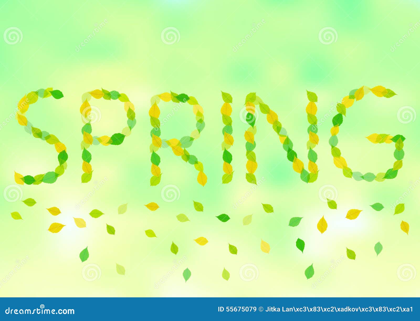 Spring text of leafs stock vector. Illustration of seasonal - 55675079