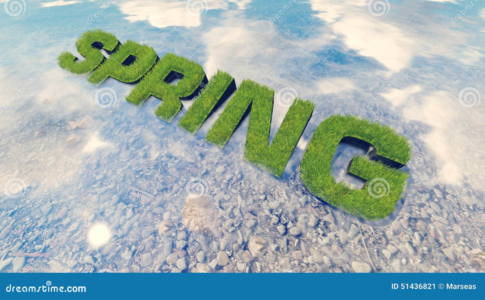 Spring Text Made from Fresh Grass among a Water Stream 3 Stock ...