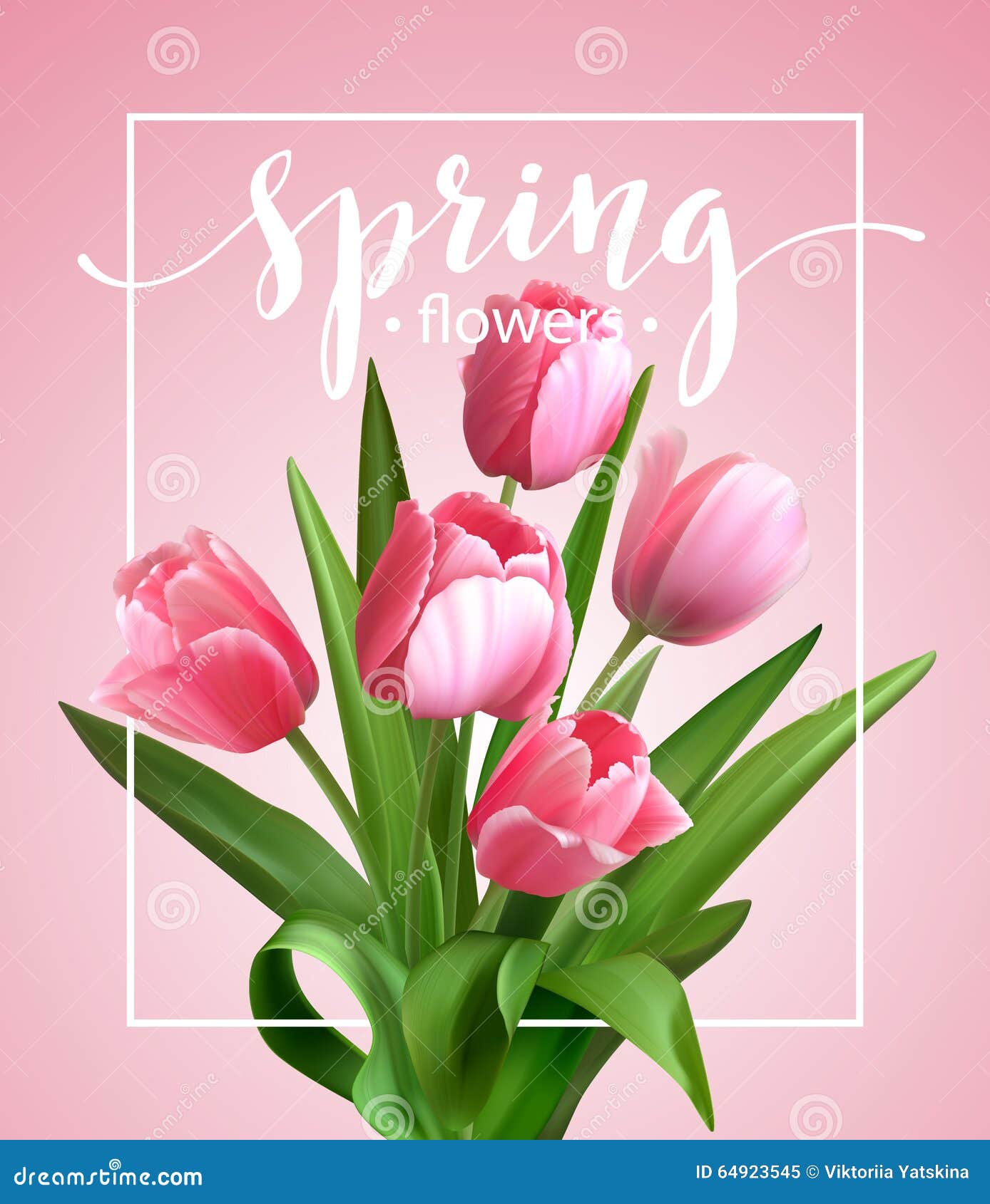 Spring Text with Tulip Flower. Vector Stock Vector - Illustration of ...