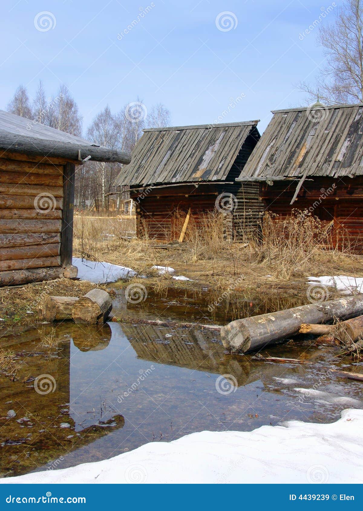 Spring. thaw stock image. Image of russia, country, house - 4439239
