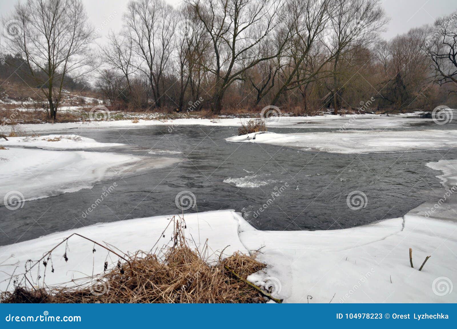 Spring thaw on the river stock image. Image of blue - 104978223