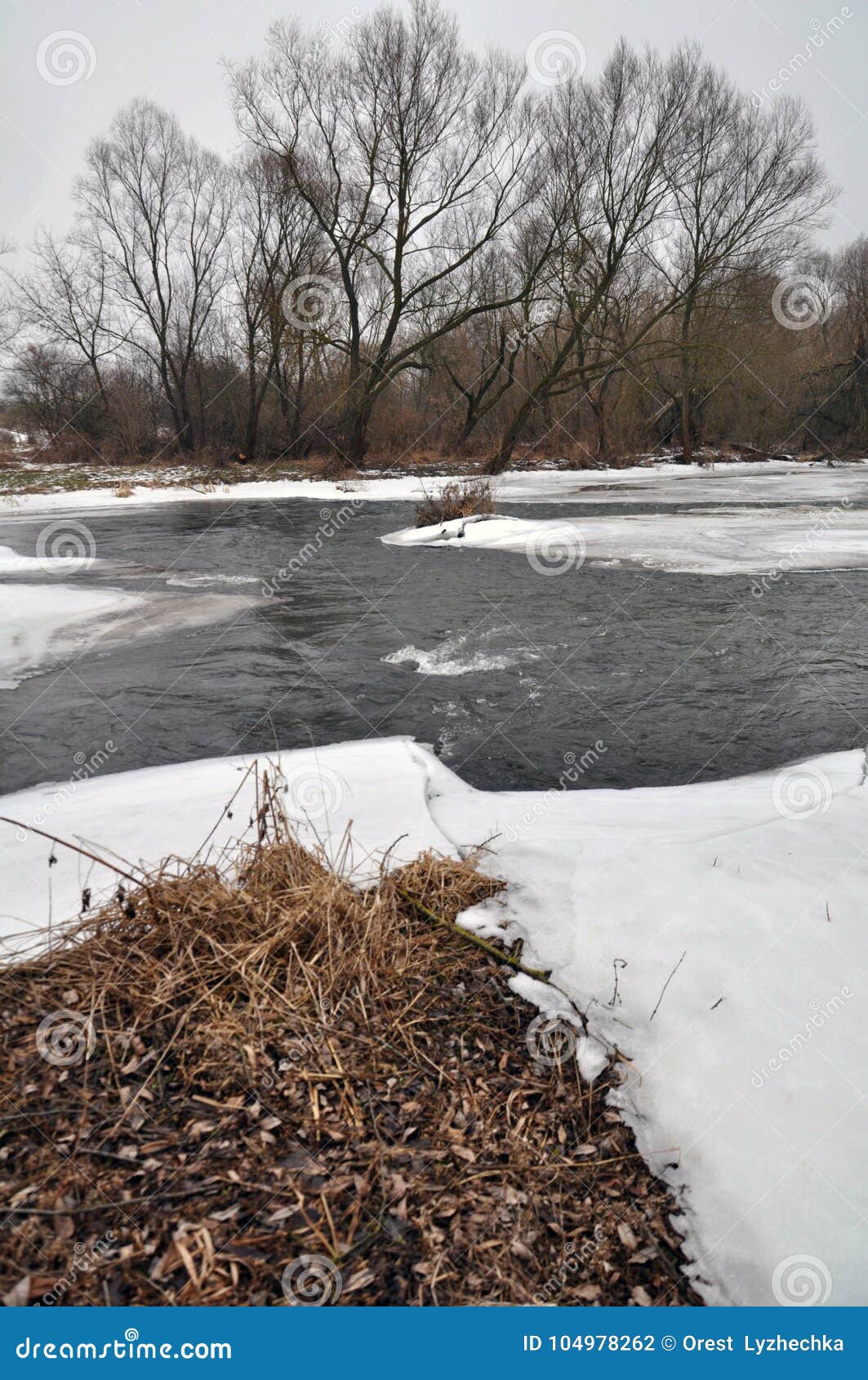 Spring thaw on the river stock photo. Image of river - 104978262