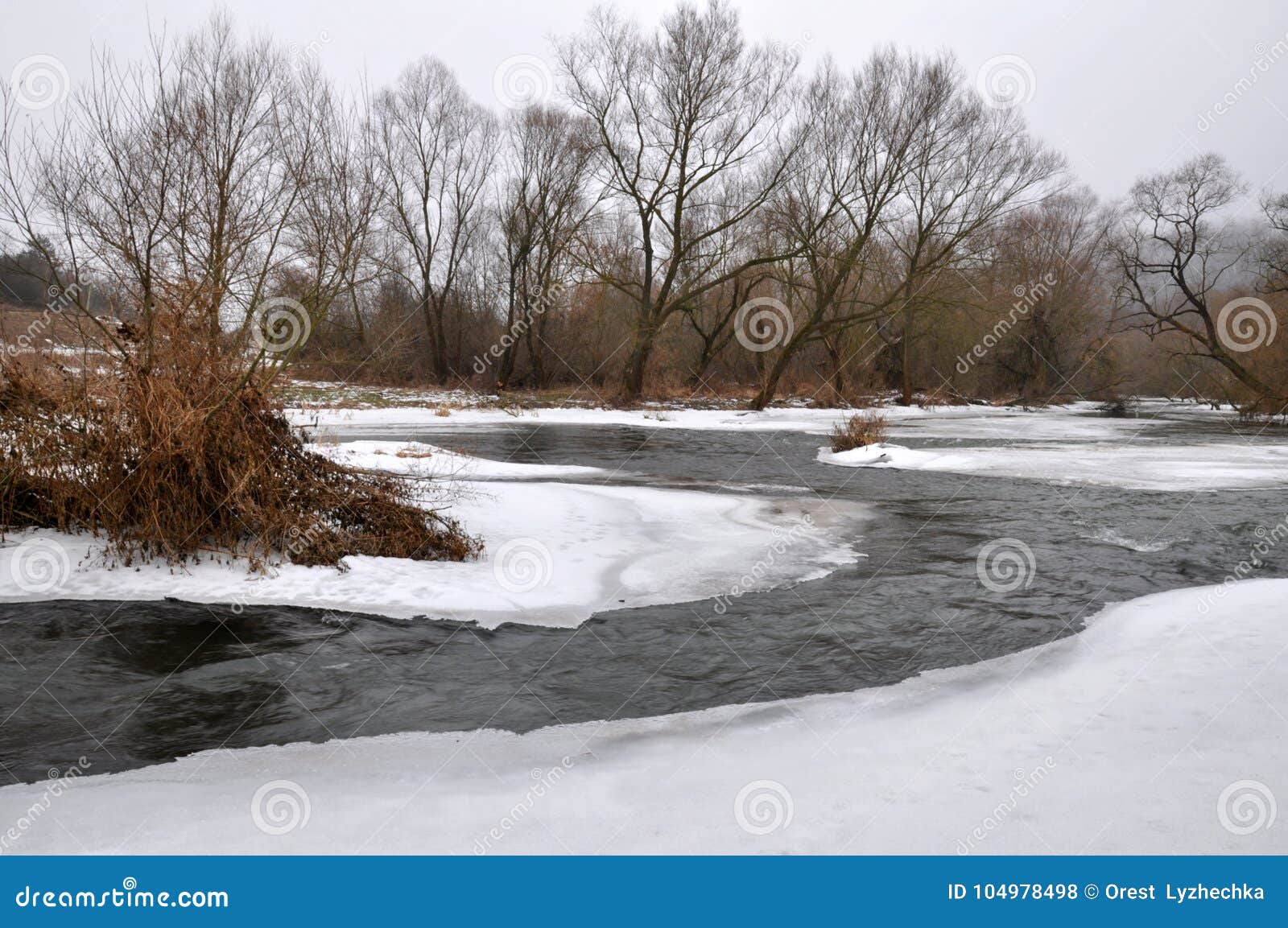 Spring thaw on the river stock photo. Image of cold - 104978498