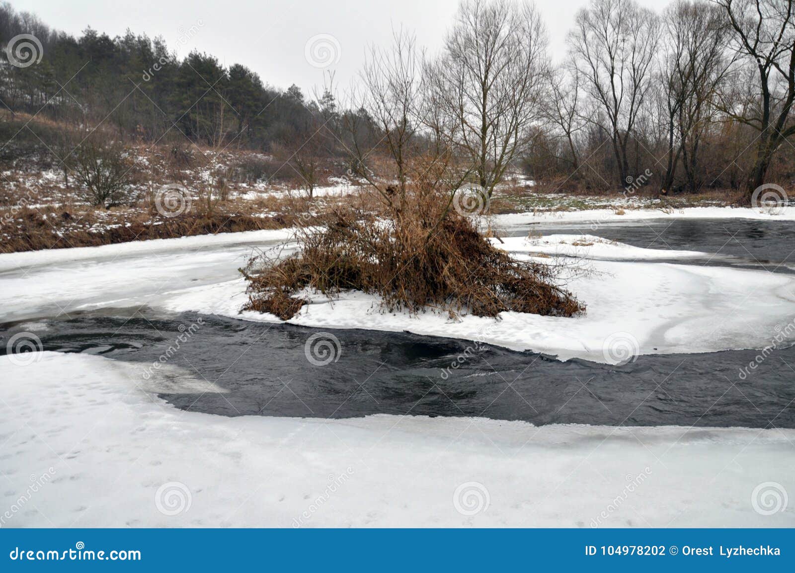 Spring thaw on the river stock photo. Image of cold - 104978202