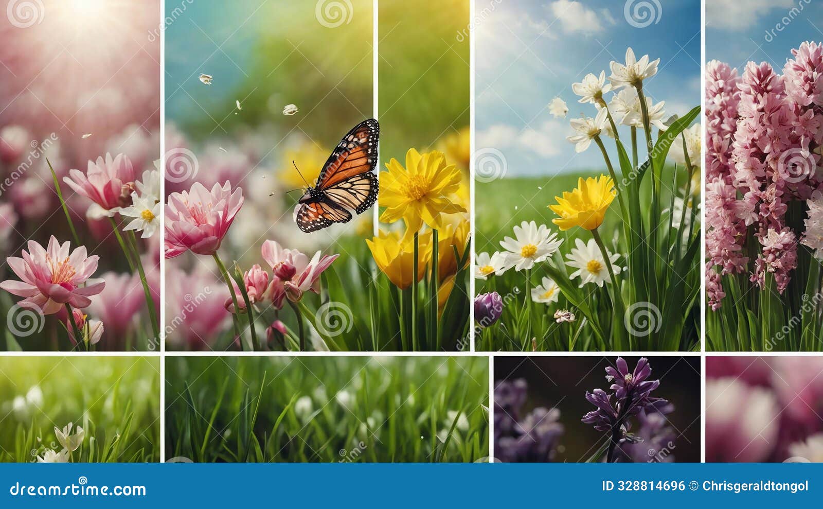 Spring Theme Vertical Picture Collage Banner Ai Generated Stock ...