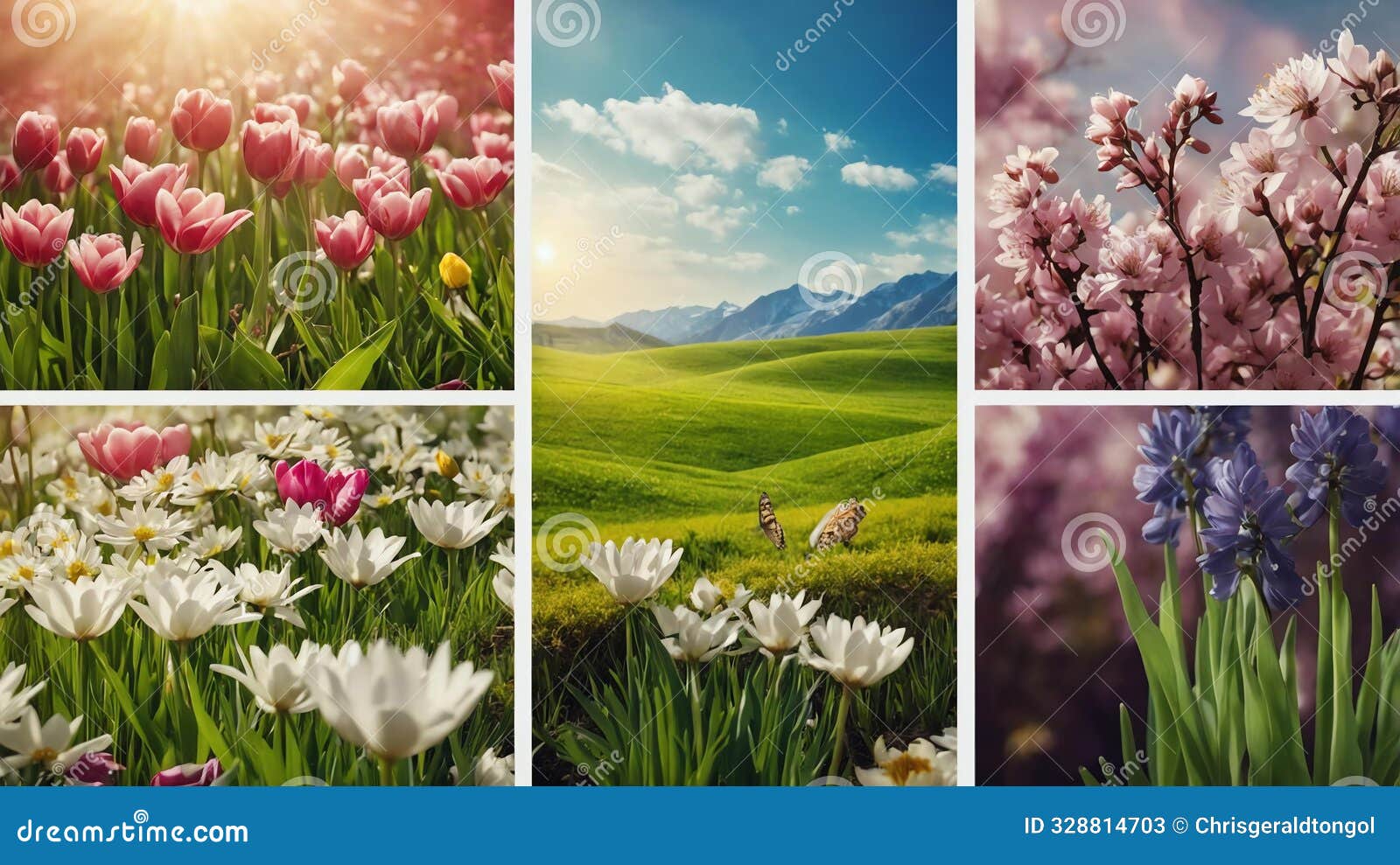 Spring Theme Vertical Picture Collage Banner Ai Generated Stock ...