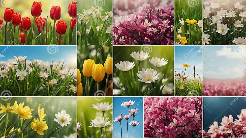 Spring Theme Vertical Picture Collage Banner Ai Generated Stock ...
