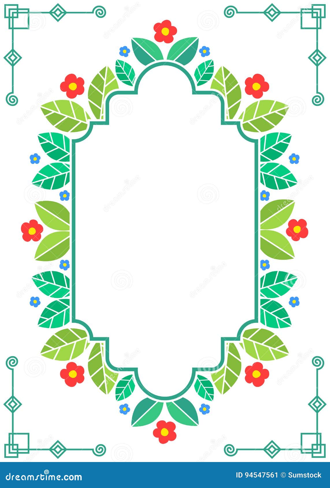 Spring themed floral frame stock vector. Illustration of green - 94547561