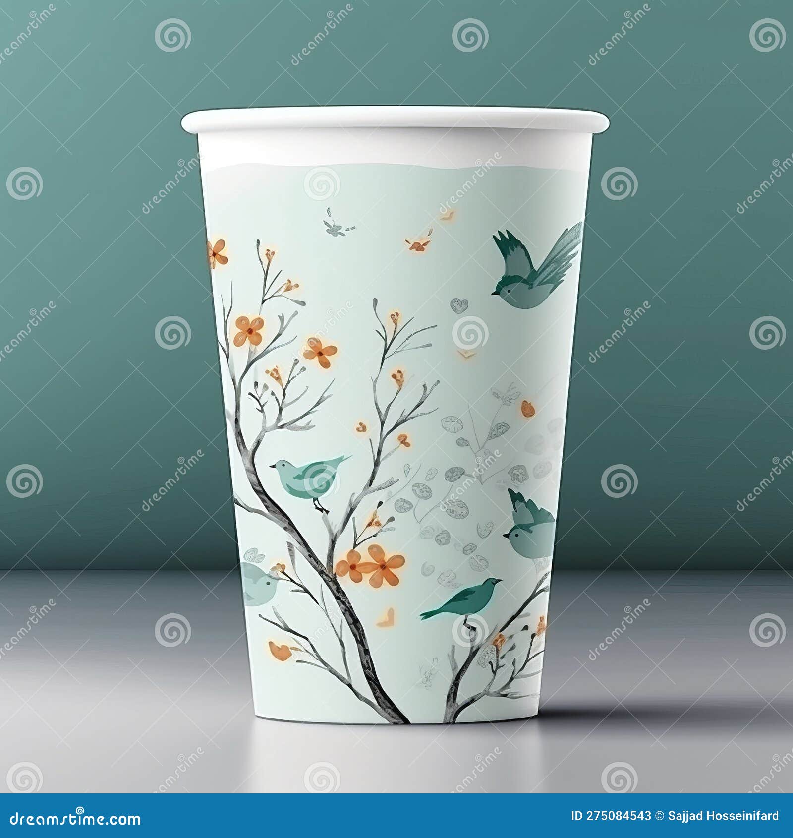 Spring-themed Minimalistic Paper Cup Design Stock Illustration ...