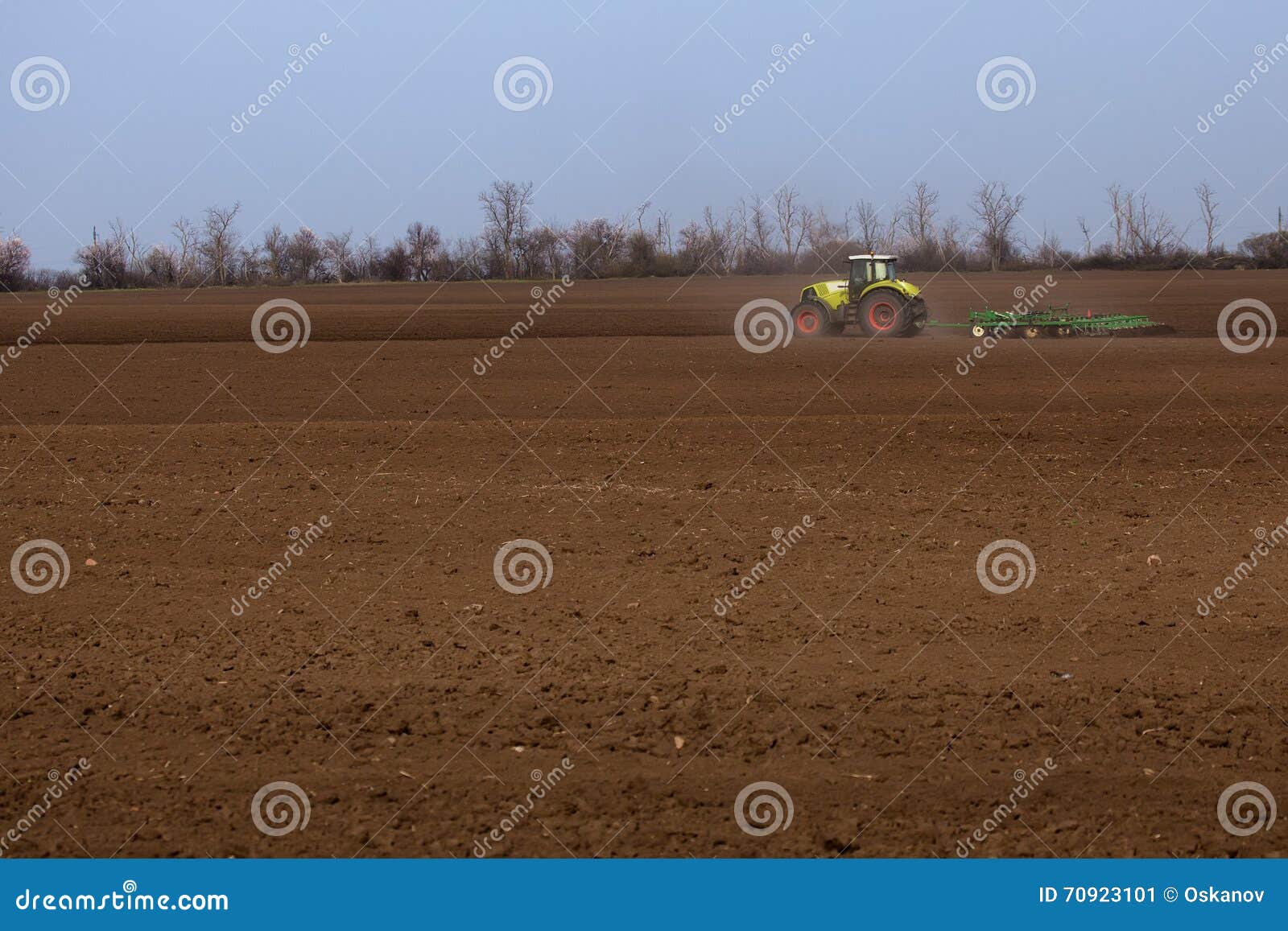 Spring Tillage of Arable Land Stock Image - Image of driving, harrowing ...