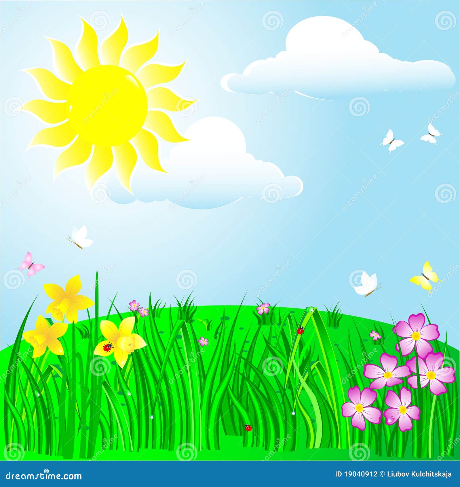 Spring time. stock vector. Illustration of grass, glade - 19040912