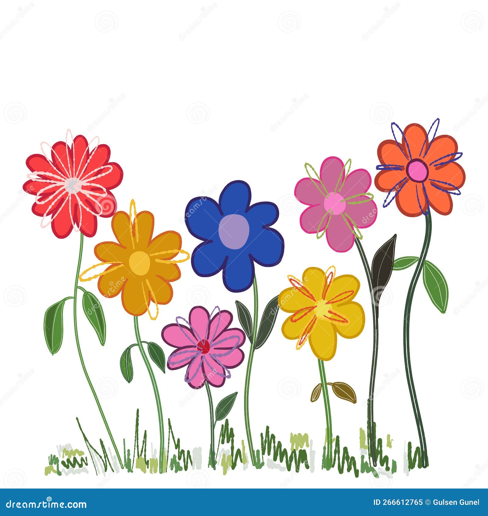 Spring Time Abstract Colorful Doodle Flowers Background Stock Vector ...