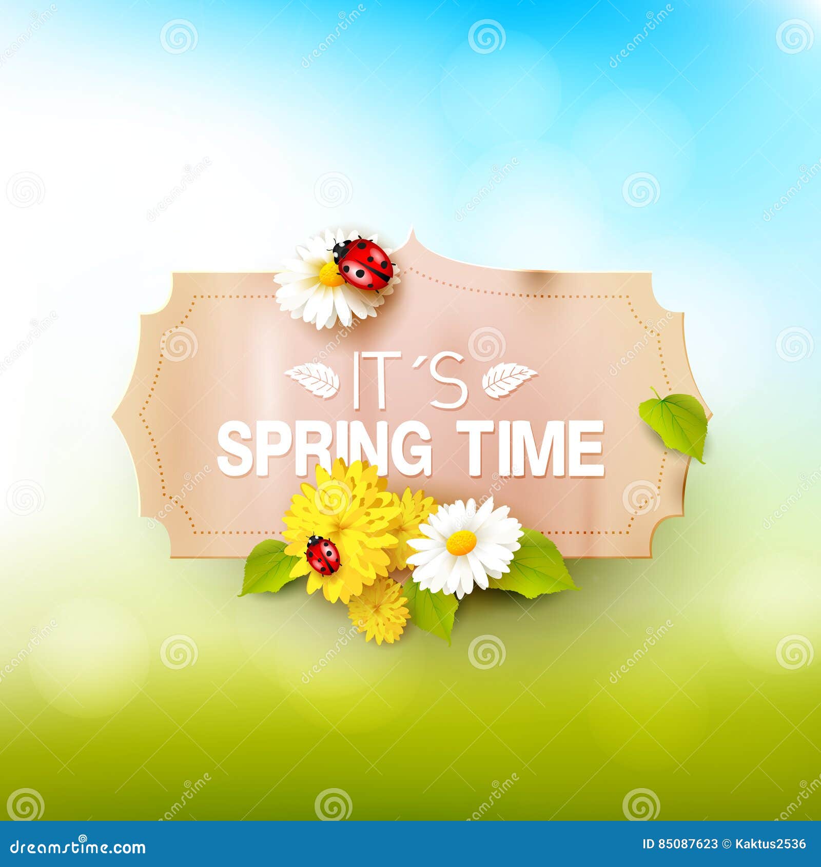 Spring time background stock vector. Illustration of meadow - 85087623
