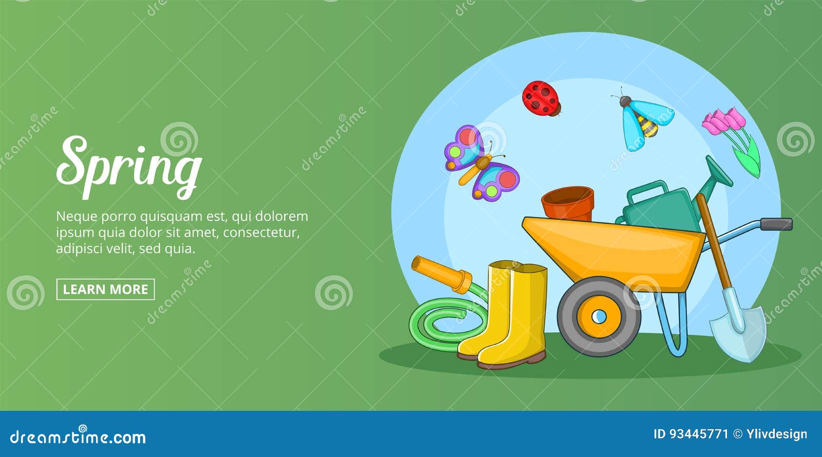 Spring Time Banner Horizontal Man, Cartoon Style Stock Vector ...