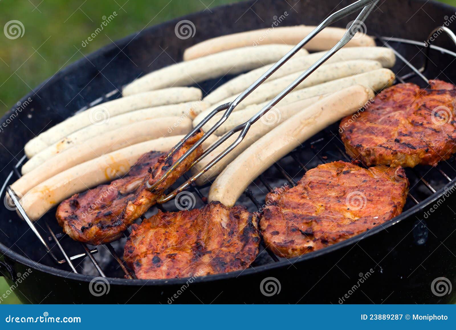 Spring Time,Barbecue in the Garden with Steaks Stock Image - Image of ...