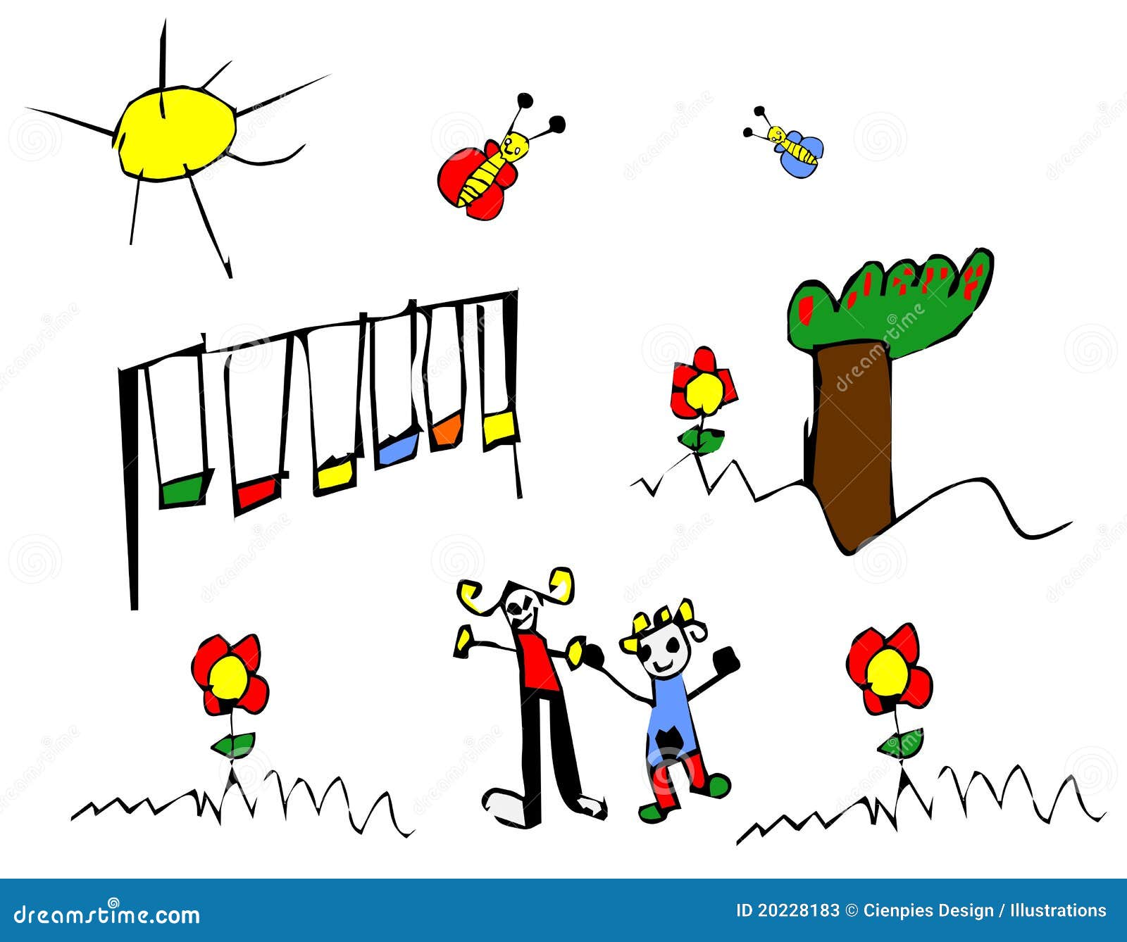 Spring time Child drawing stock vector. Illustration of outdoor - 20228183