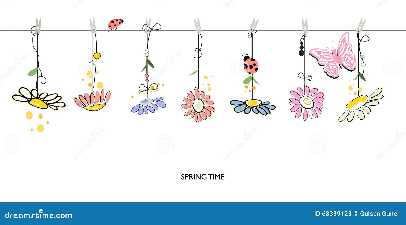 Spring Time Decorative Floral Abstract Border Background Vector Stock ...