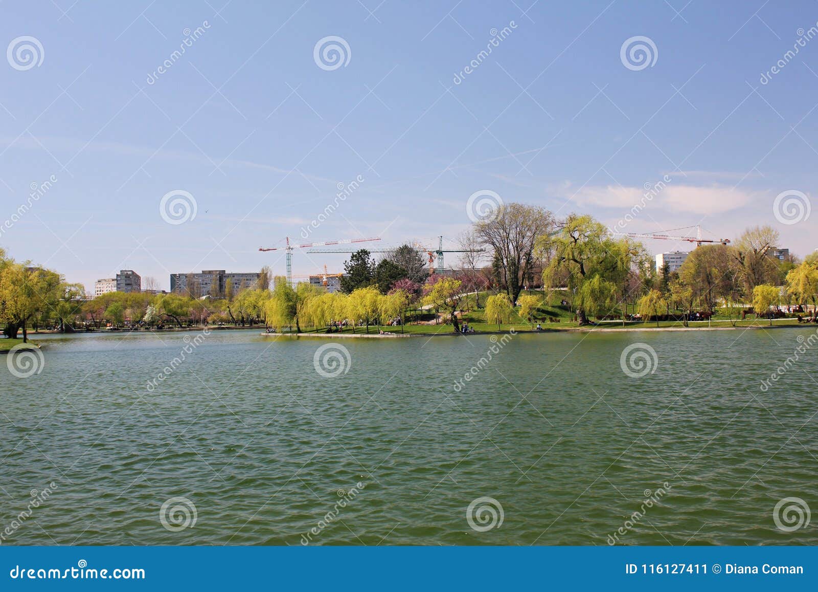 Lake shore in spring stock image. Image of colorful - 116127411