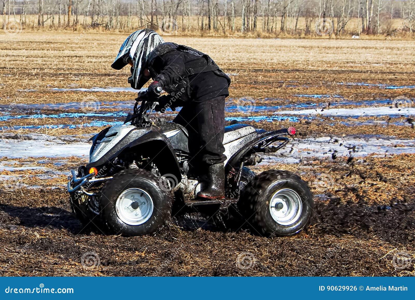 Spring Time Quading through the Mud Stock Photo - Image of activity ...