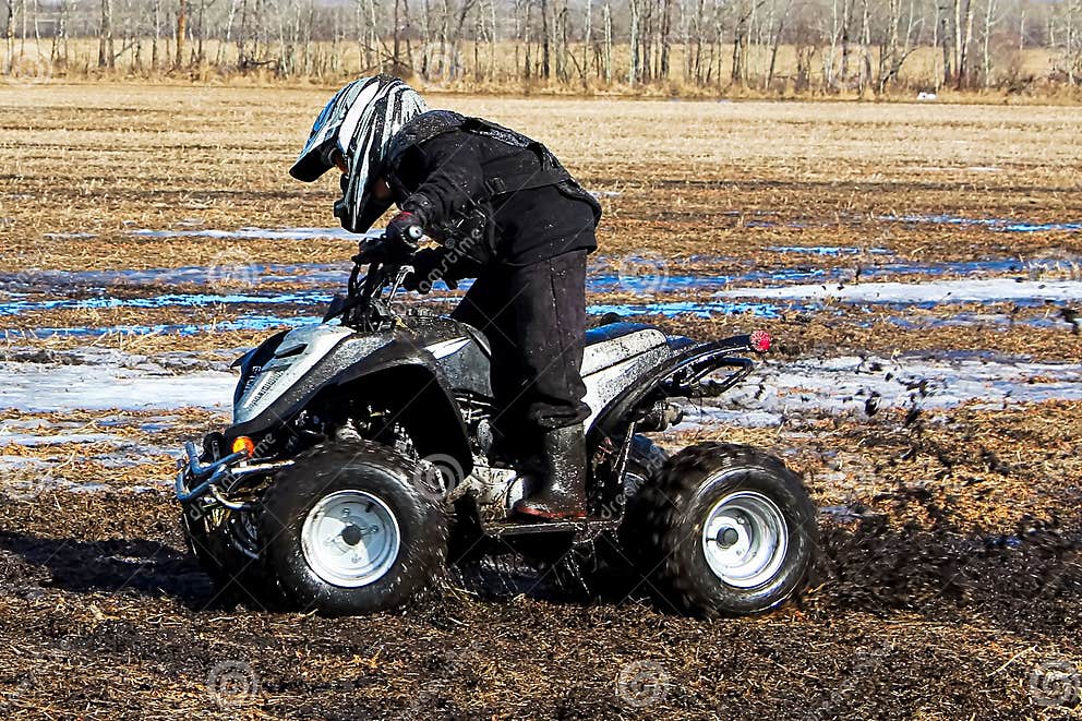 Spring Time Quading through the Mud Stock Photo - Image of activity ...