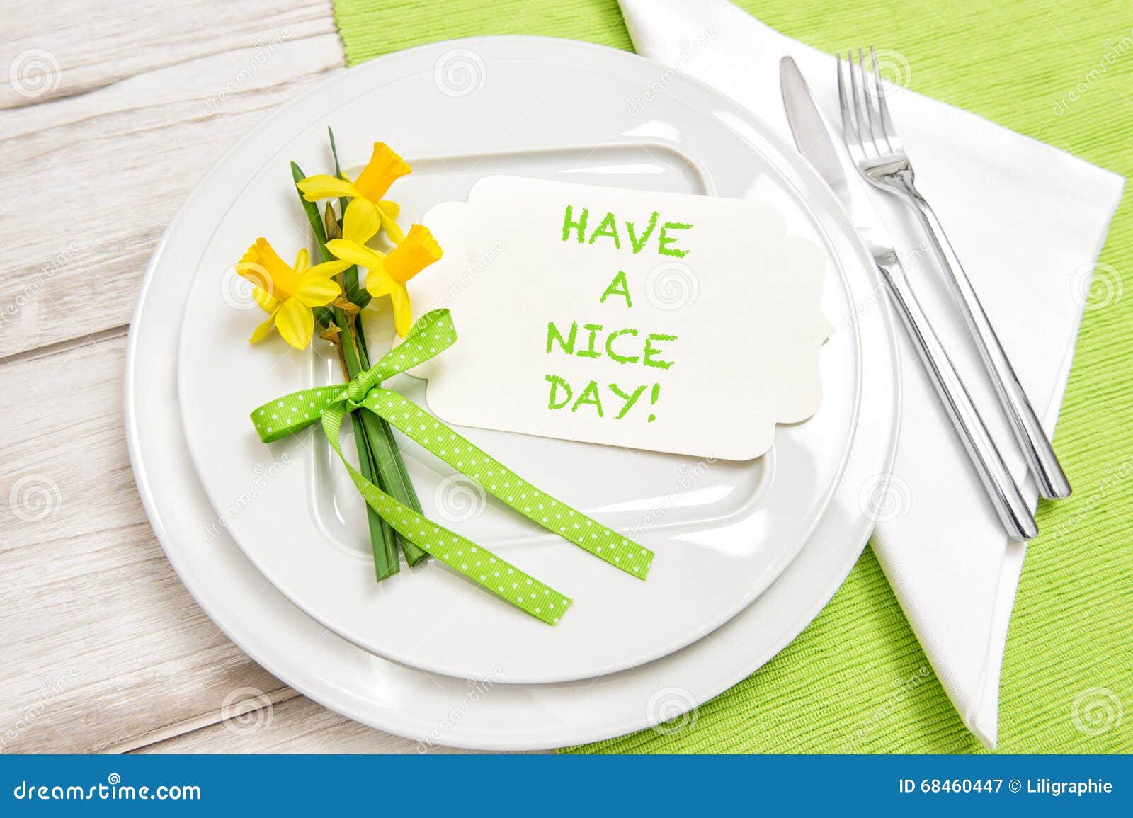 Spring Time Table Decoration Flowers. Have a Nice Day Stock Image ...